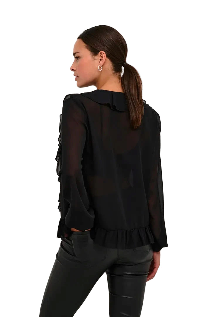 SHEER RUFFLE FRONT TOP – FashionWear Canada