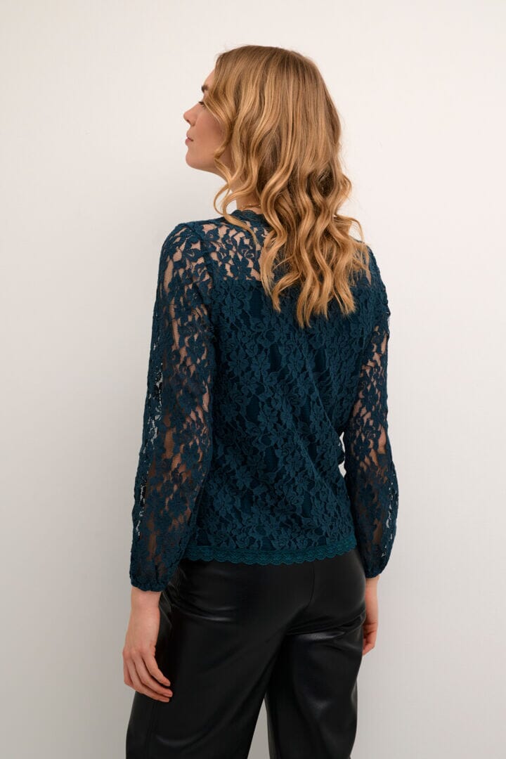 LINED TEAL BLUE LACE TOP – FashionWear Canada